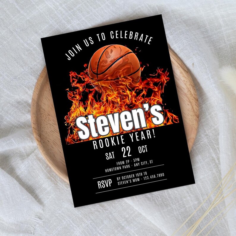 Rookie of the Year Basketball Invitation & Thank You Card (digital ...