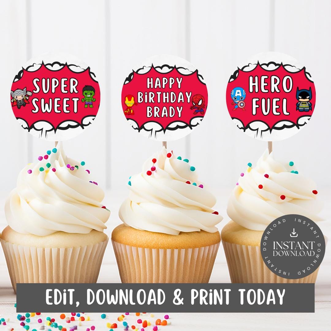 Calling All Superheroes Cupcake Toppers, Incl. 3 Designs / Kids ...