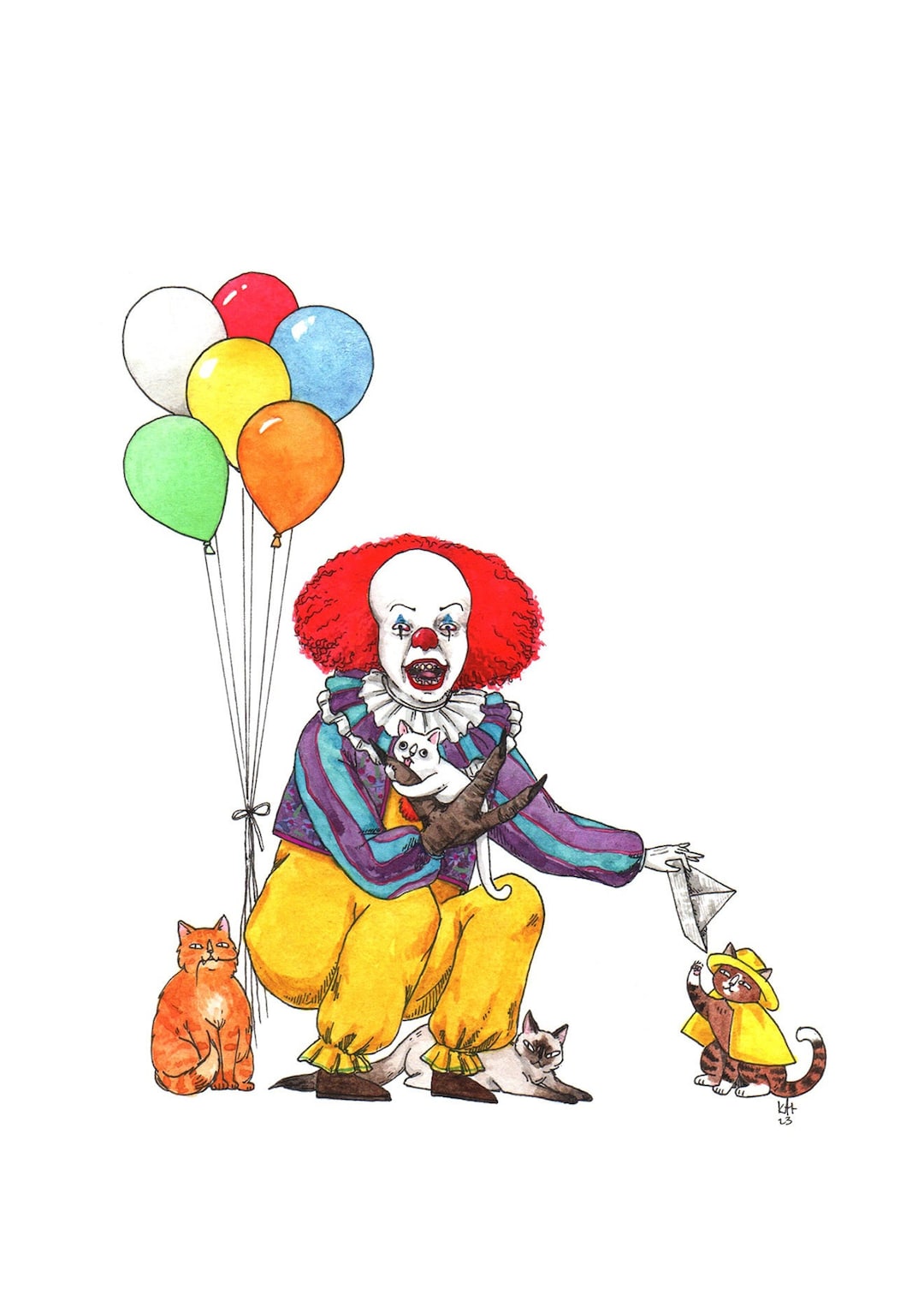 Pennywhiskers - 5x7" Tim Curry It Pennywise Horror Cats Print - Etsy