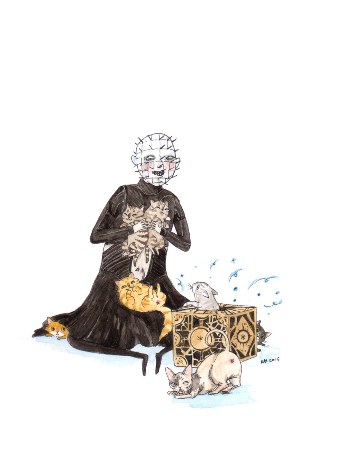 Furraiser - 5x7" Hellraiser Pinhead With Cats Print - Etsy