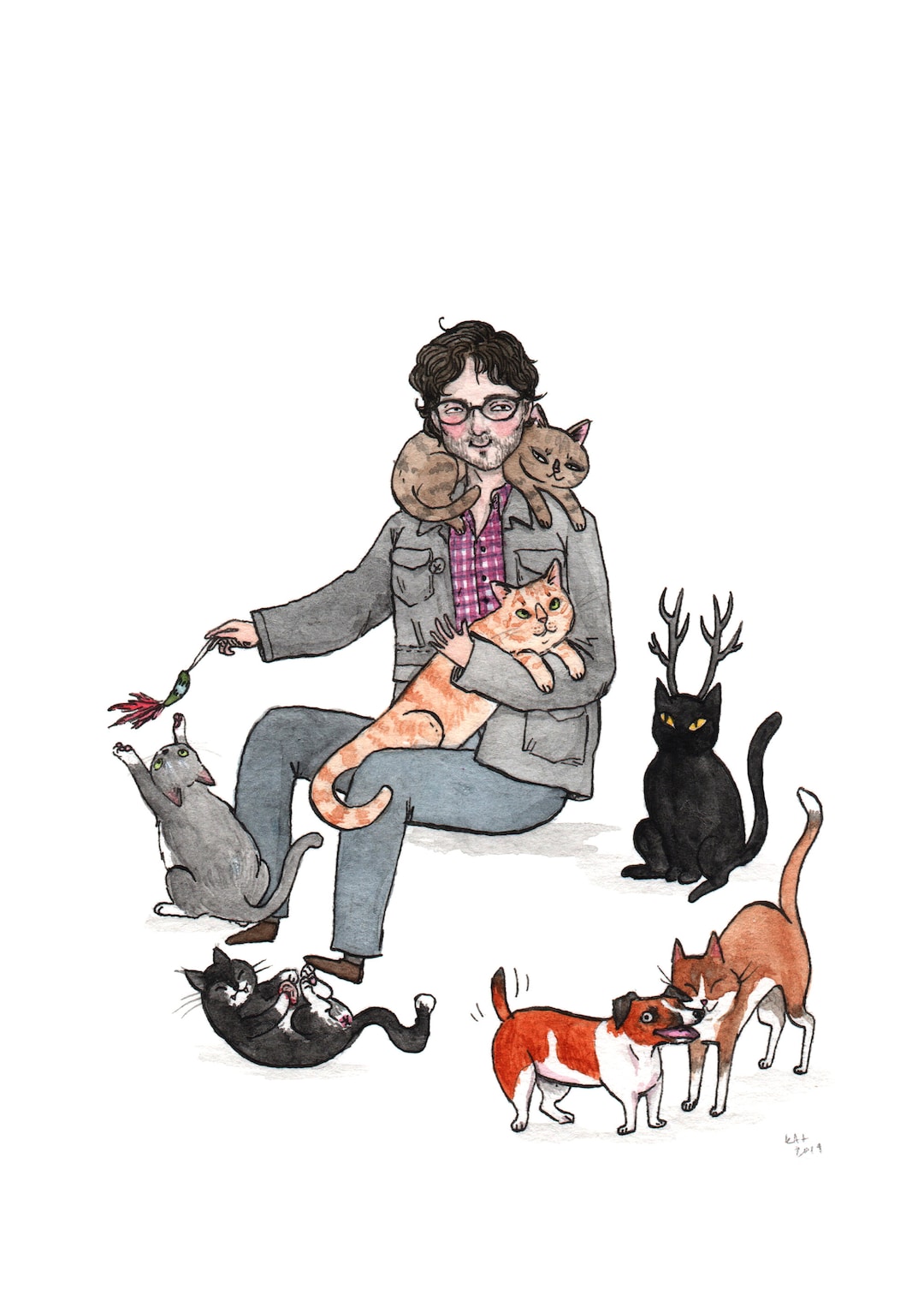 Will Graham With Cats - 5x7" Hannibal TV Show Print - Etsy