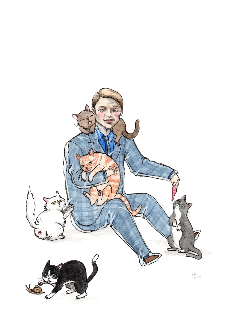 TV Hannibal With Cats - 5x7" Hannibal Lecter Print - Etsy