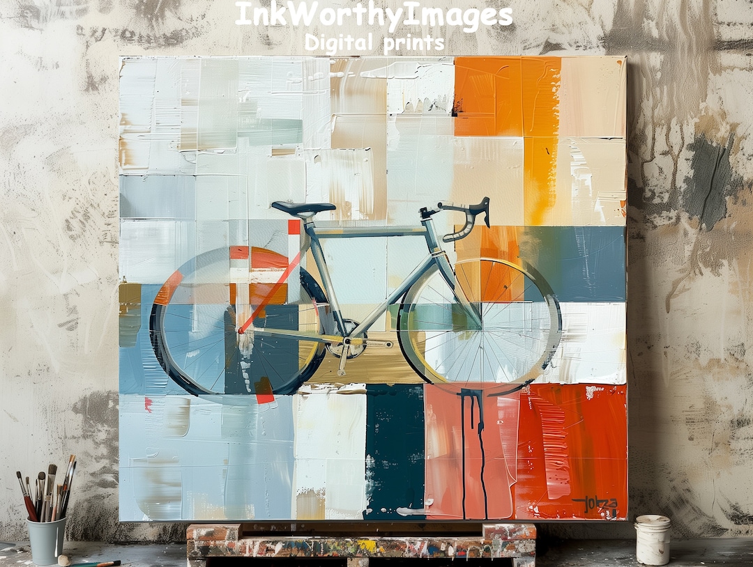 Colorful Bicycle Painting | Modern Abstract Art | Home Decor | Wall Art ...