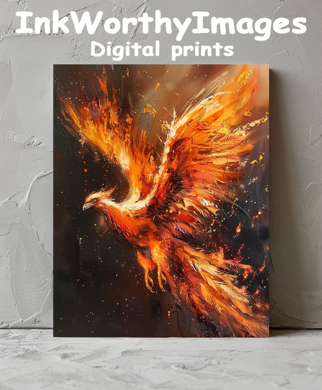 Fiery Phoenix Painting | Mythical Bird Art | Phoenix Rising Decor ...