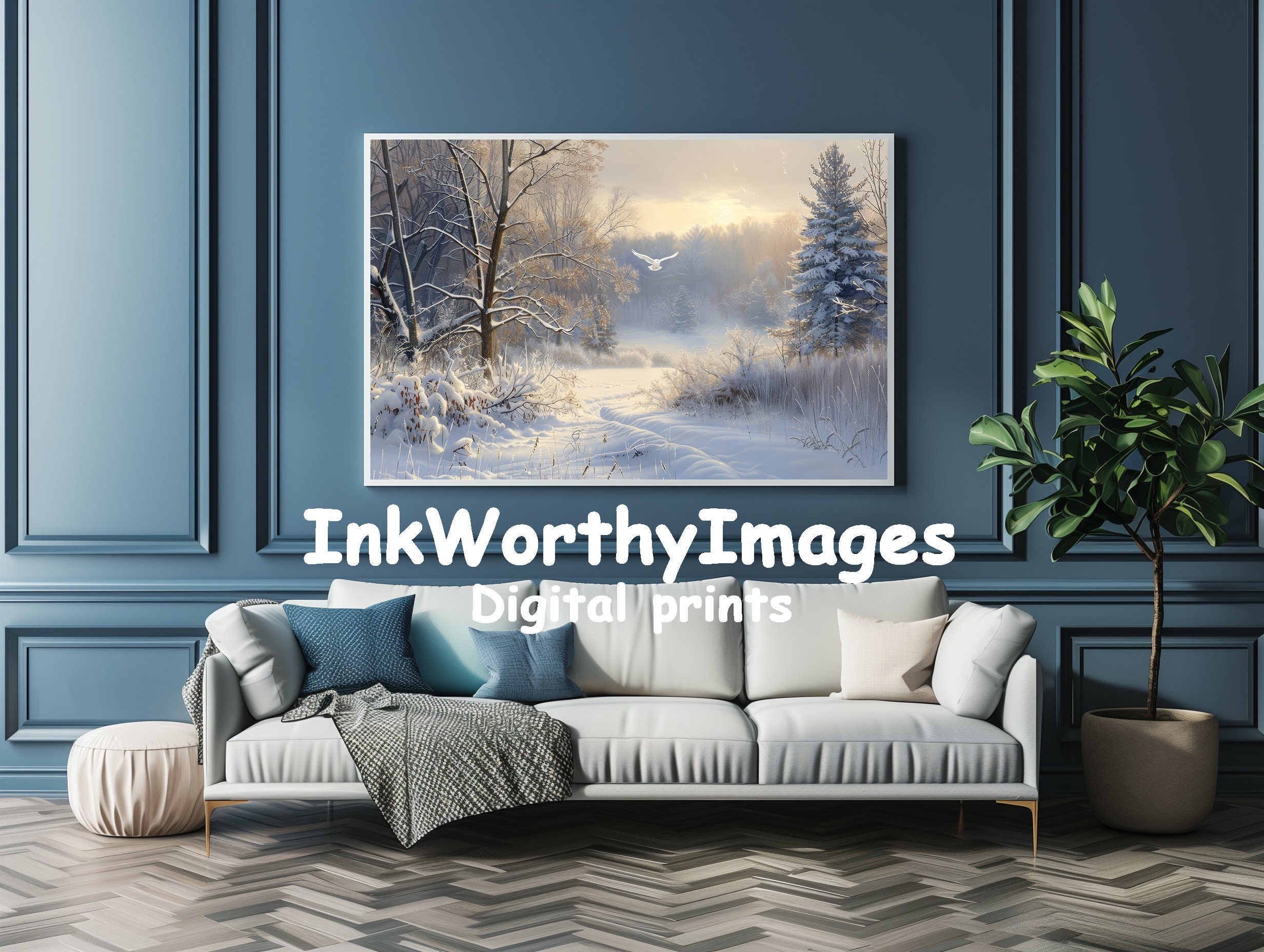 Winter Landscape Art Print: Snowy Owl, Serene Forest (digital Download ...