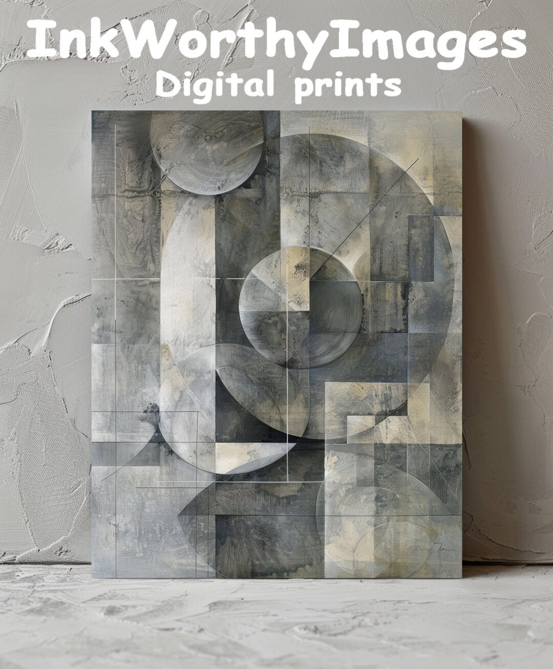 Monochrome Geometric Art Print | Modern Abstract Wall Decor | Digital ...