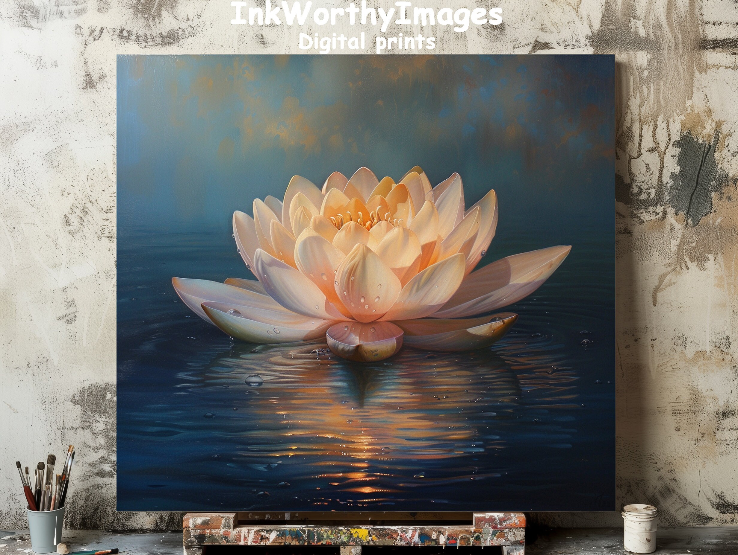 Radiant Lotus Flower Art Print | Serene Water Lily Decor | Peaceful ...