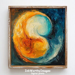Colorful Abstract Yin Yang Art Print | Dynamic Zen Decor | Harmonious Balance Painting | Digital ...