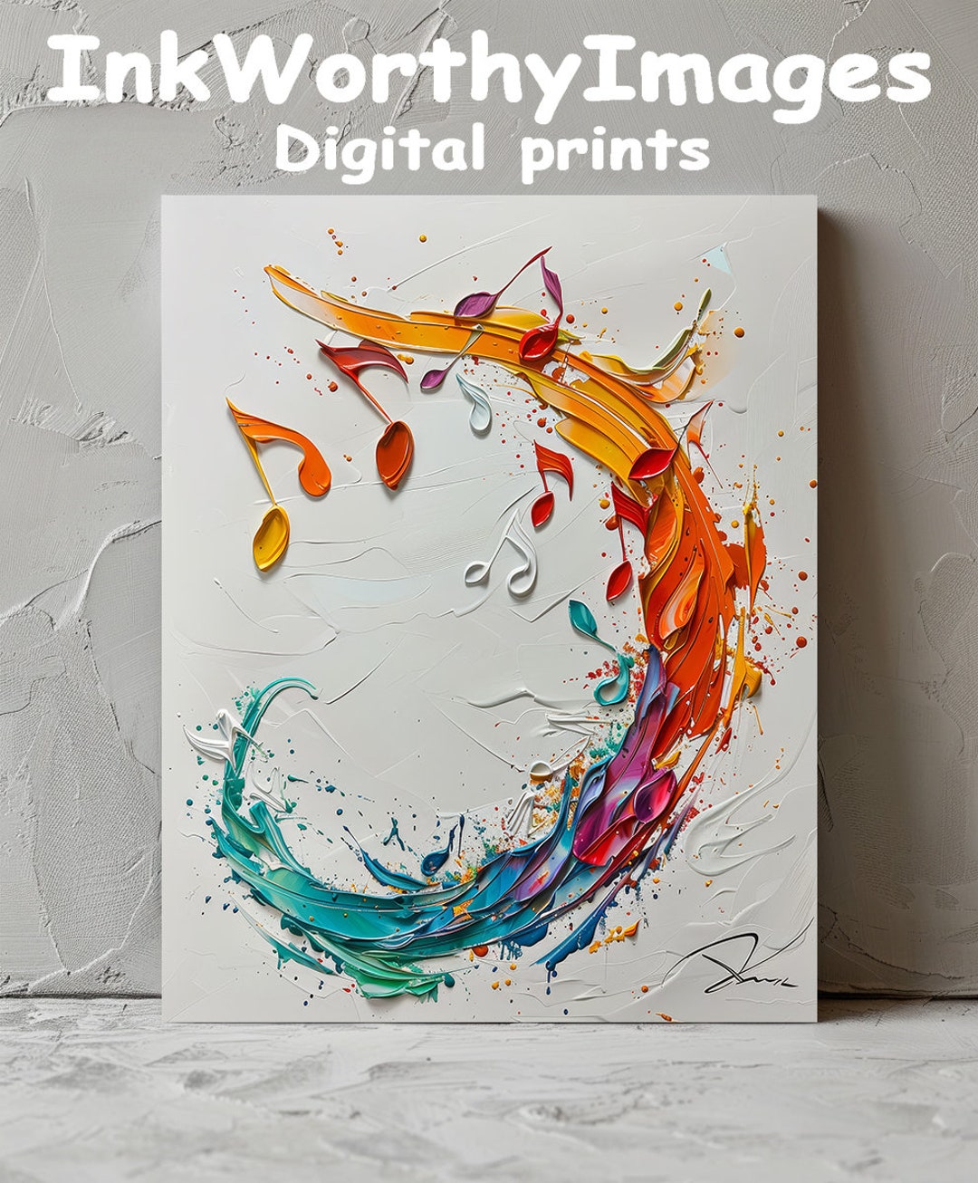 Colorful Musical Notes Abstract Art Print | Vibrant Music Wall Decor ...