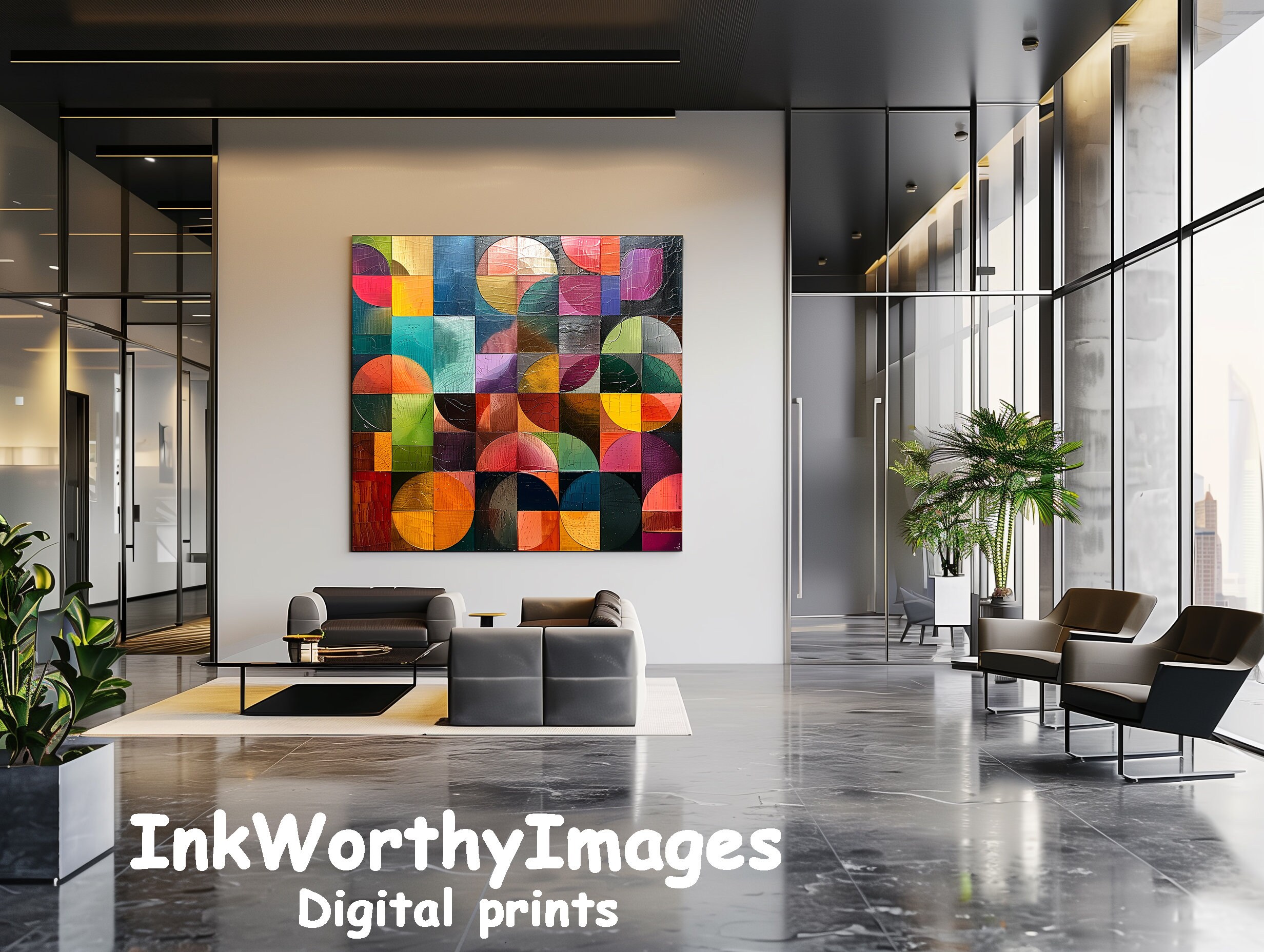 Colorful Geometric Circles Digital Print Abstract Textured Artwork ...