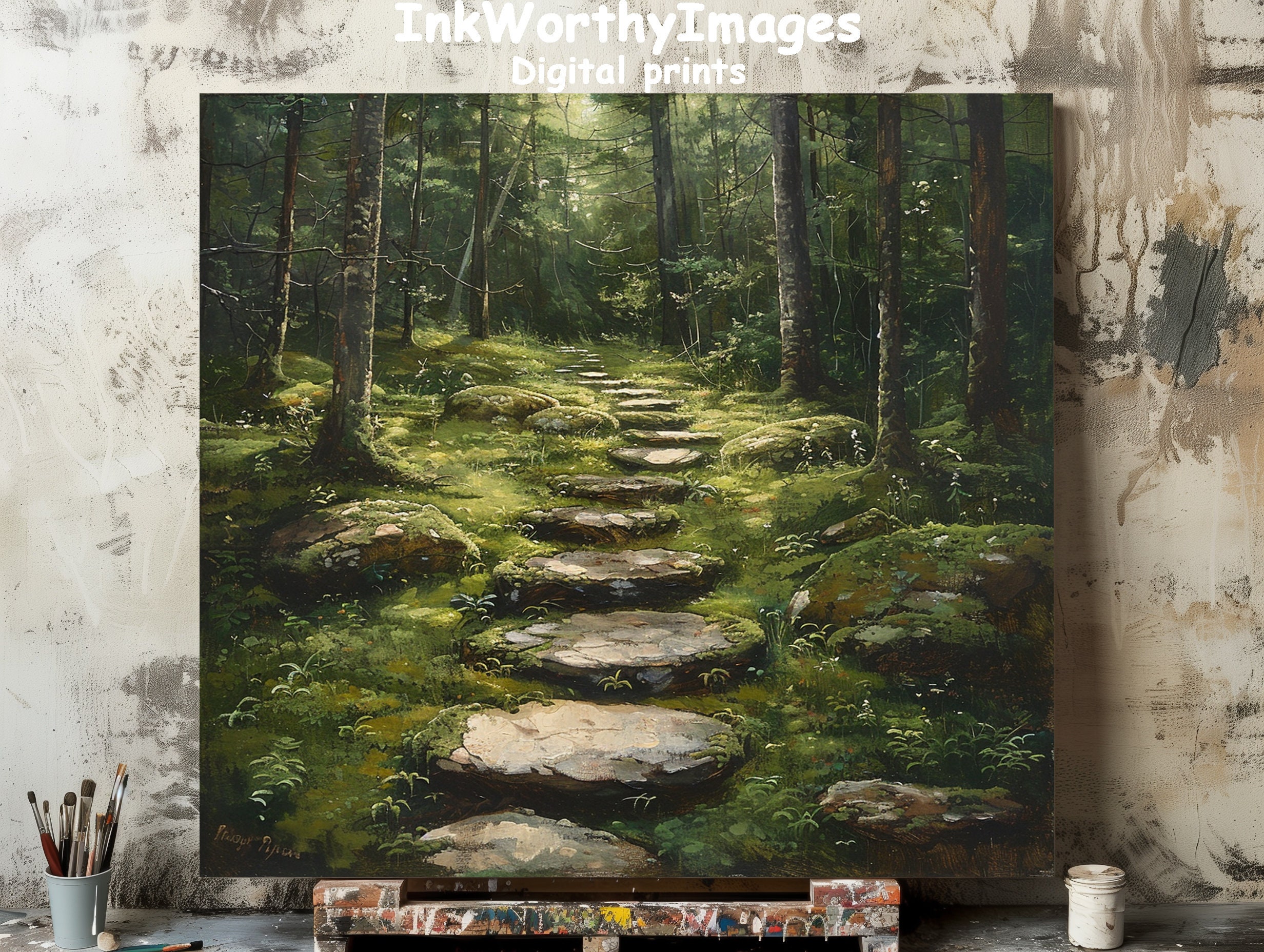 Forest Pathway Art Print Serene Woodland Decor Tranquil Nature ...