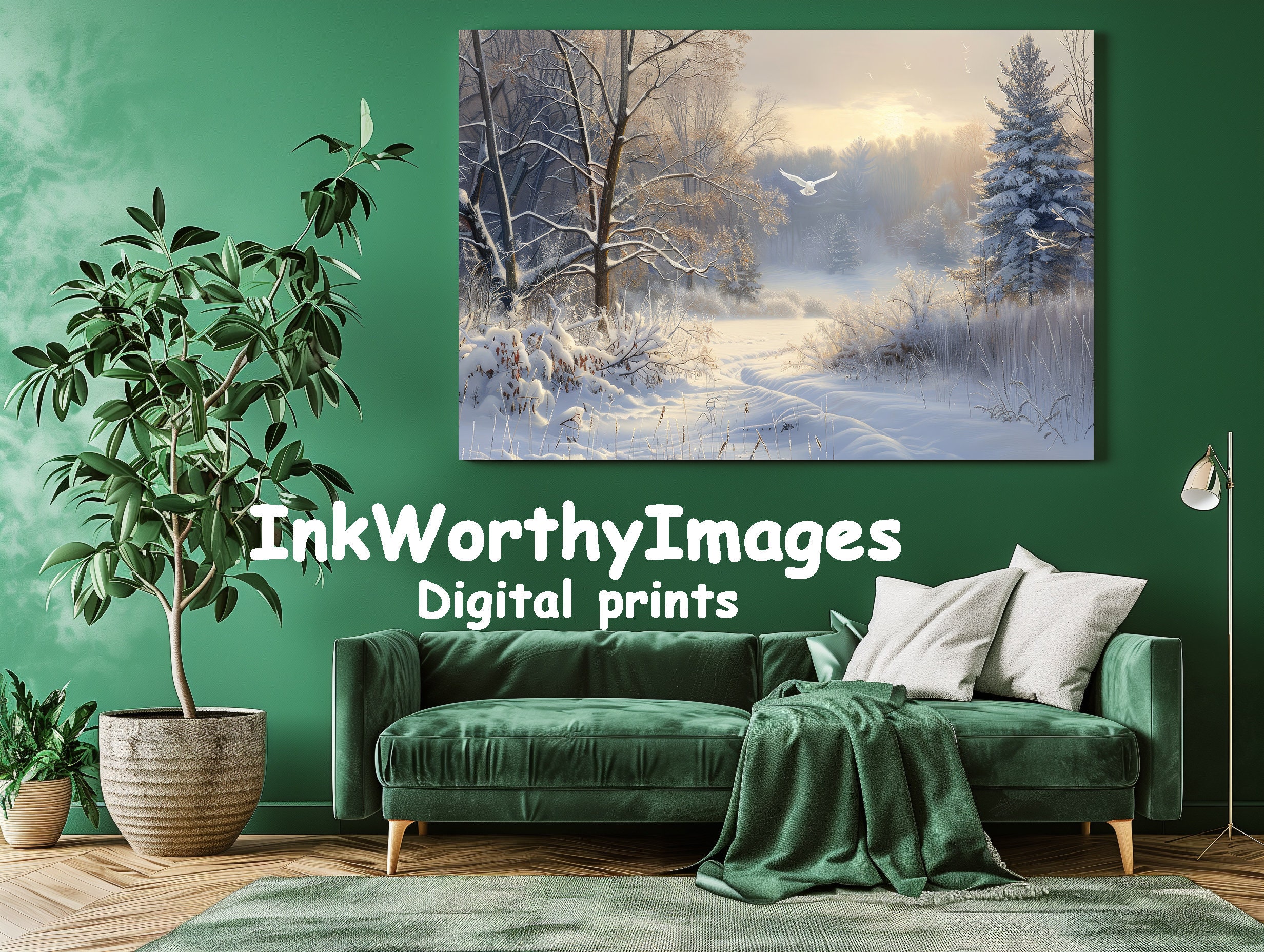 Winter Landscape Art Print: Snowy Owl, Serene Forest (digital Download ...