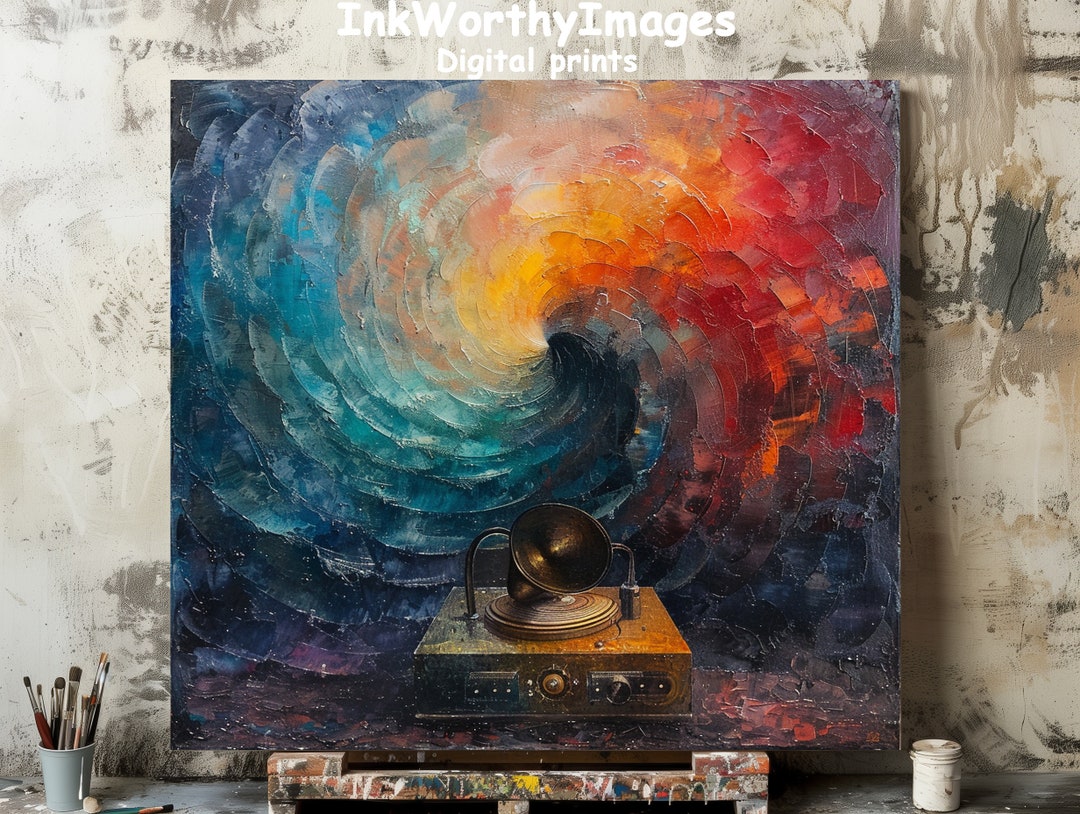 Soundwave Art Print | Vintage Phonograph Abstract Art | Digital Print ...