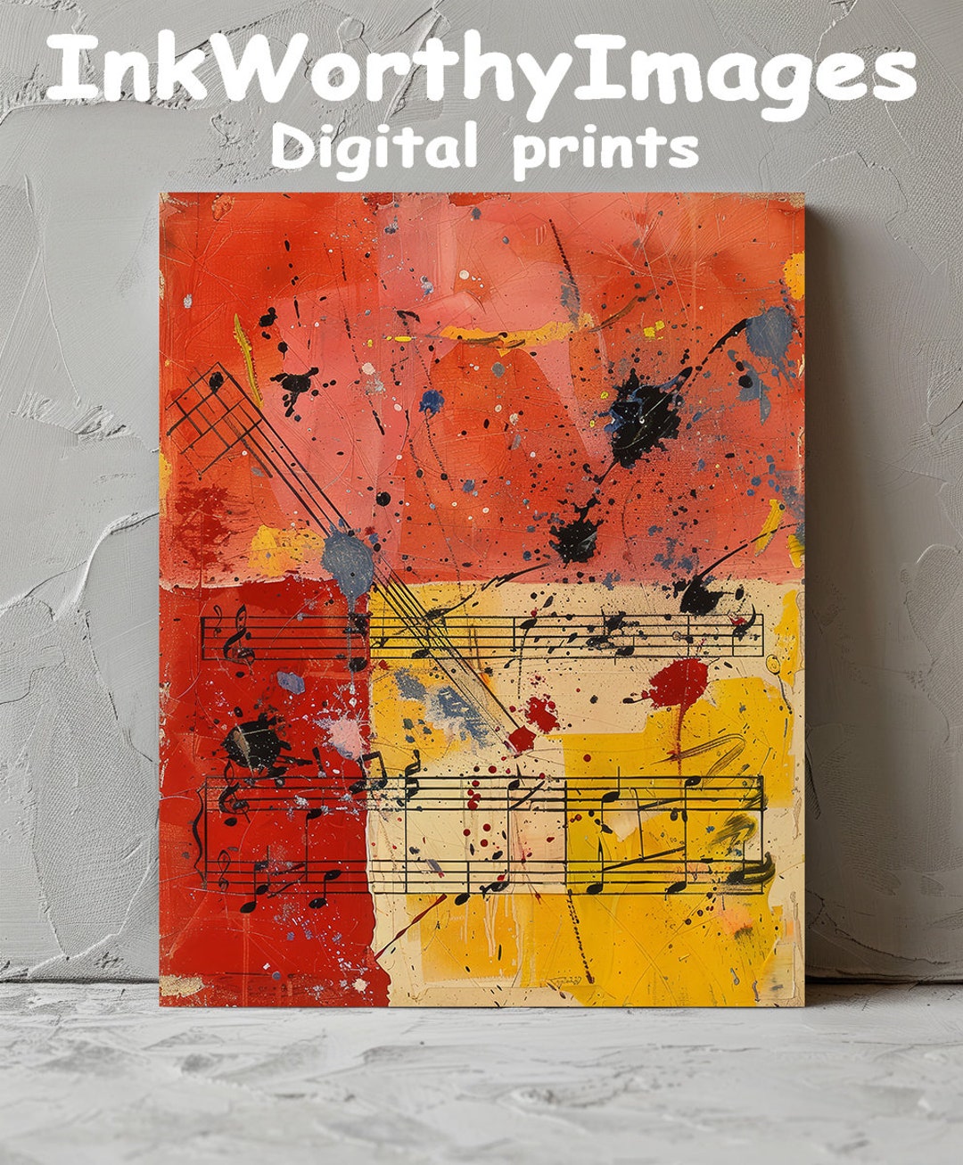 Musical Notes Abstract Art Print | Vibrant Music Wall Decor | Digital ...