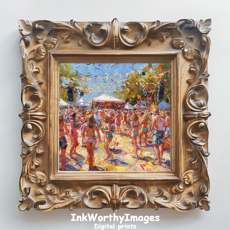 Lively Beach Festival | Colorful Summer Party Art | Vibrant Seaside ...