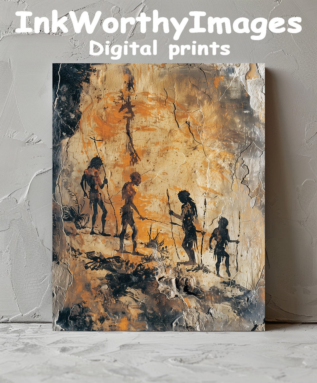 Ancient Cave Painting Art | Prehistoric Human Figures | Primitive Rock ...