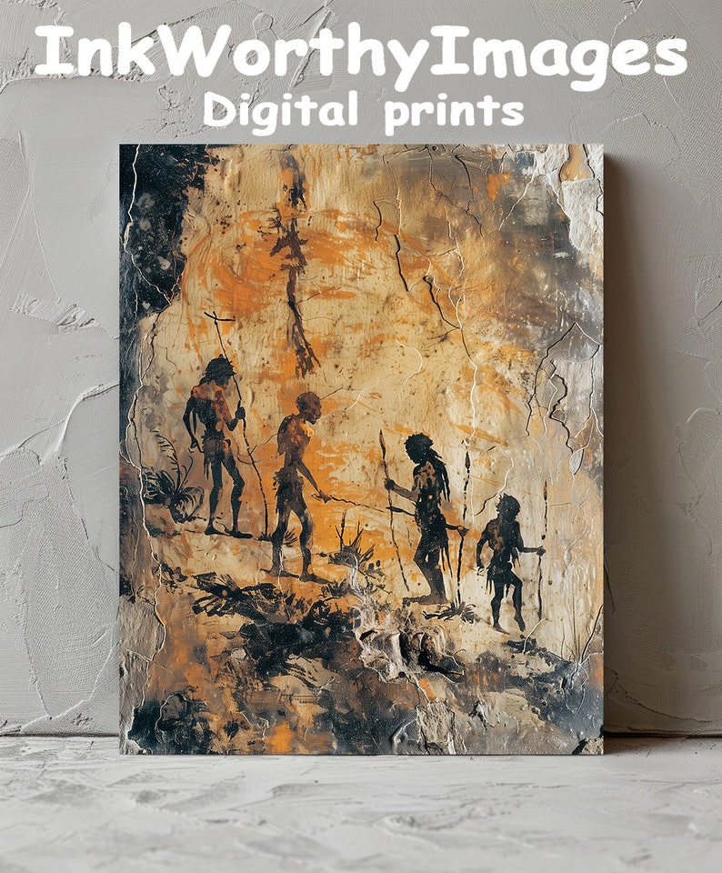 Ancient Cave Painting Art | Prehistoric Human Figures | Primitive Rock ...