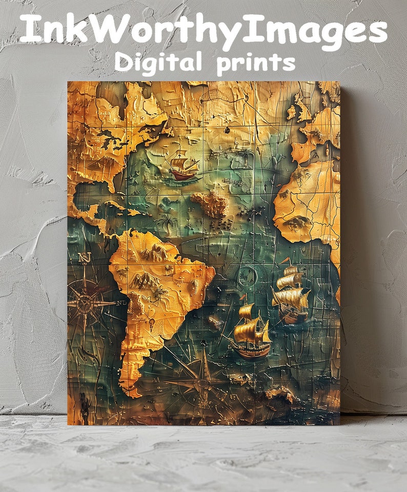 Vintage World Map Art | Digital Download | Printable Wall Art | Home ...