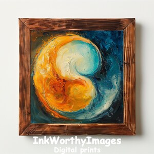 Colorful Abstract Yin Yang Art Print | Dynamic Zen Decor | Harmonious Balance Painting | Digital ...