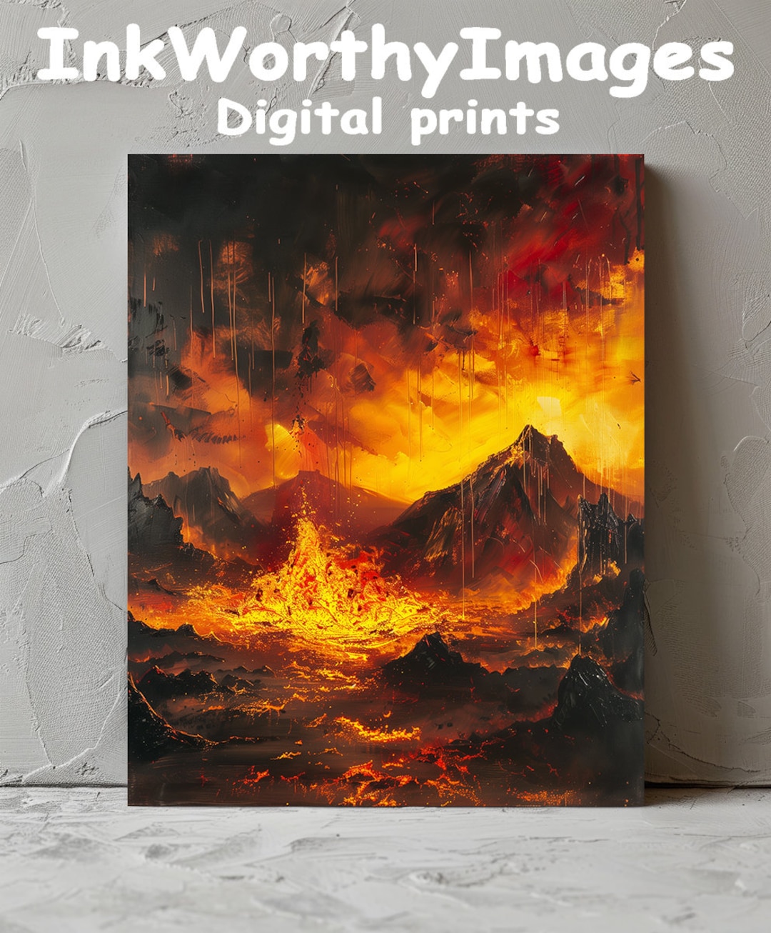 Volcanic Eruption Abstract Art | Fiery Landscape Digital Print | Modern ...