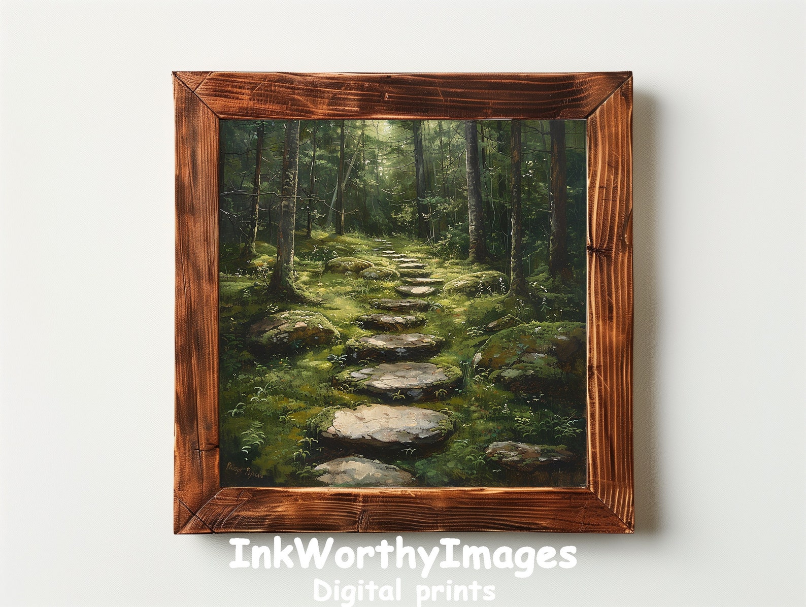 Forest Pathway Art Print Serene Woodland Decor Tranquil Nature ...