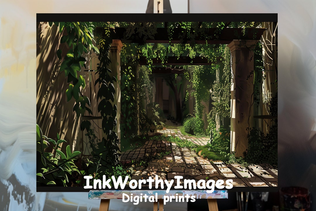 Overgrown Garden Pathway | Enchanted Archway | Secret Garden | Digital ...