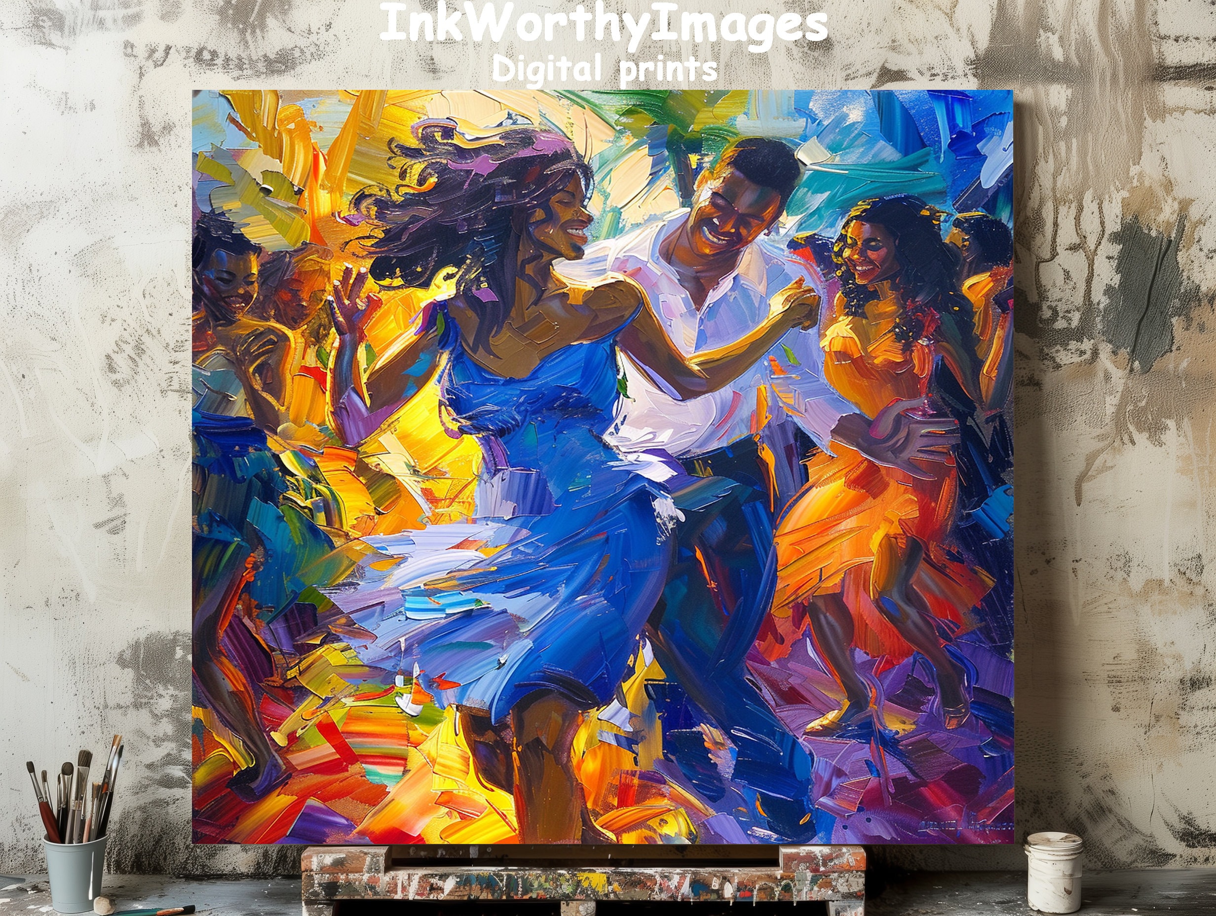Colorful Salsa Dancing Celebration | Vibrant Dance Art Print | Joyful ...
