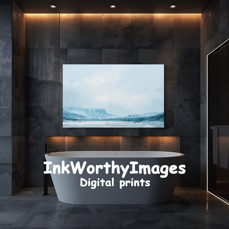 Minimalist Arctic Landscape Painting | Tranquil Polar Bear Scene Art ...