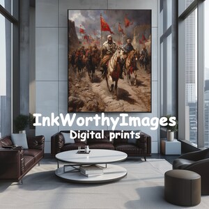 Historical Warrior Cavalry Painting | Middle Eastern Battle Art ...