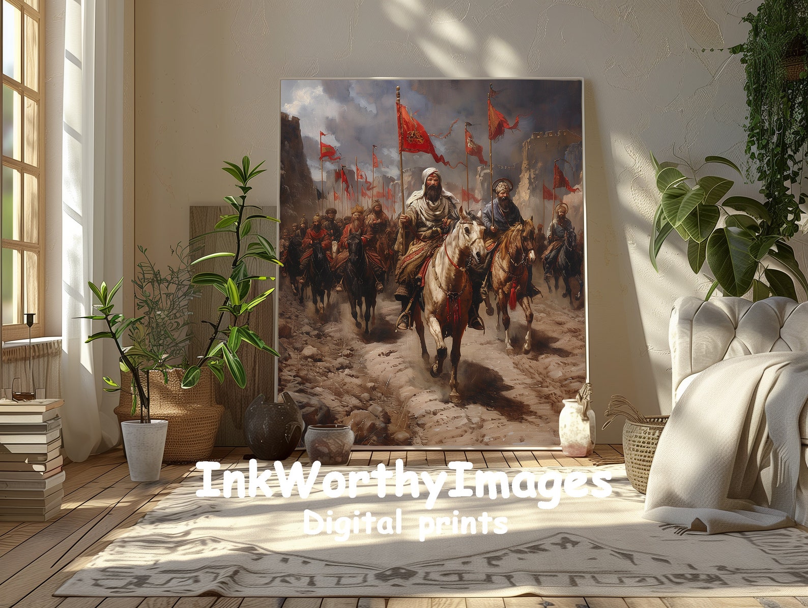 Historical Warrior Cavalry Painting | Middle Eastern Battle Art ...