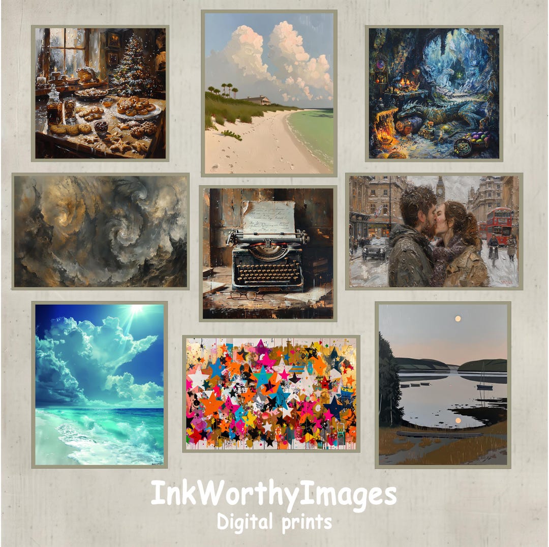 Romantic Couple Beach Scenes Digital Art Print Bundle Wall Art Nature ...