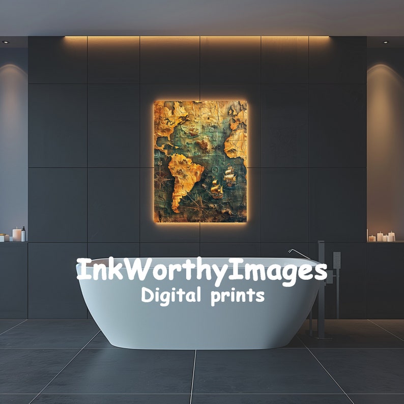 Vintage World Map Art | Digital Download | Printable Wall Art | Home ...