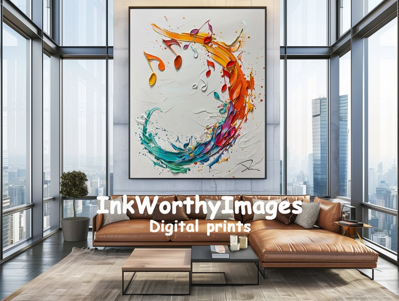 Colorful Musical Notes Abstract Art Print: Vibrant Music Decor (digital ...