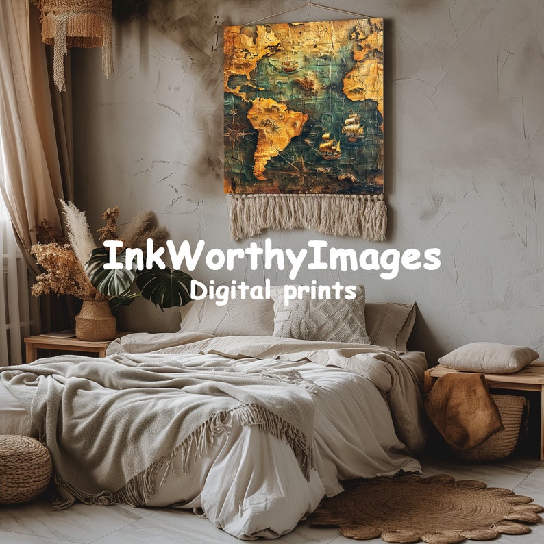 Vintage World Map Art | Digital Download | Printable Wall Art | Home ...