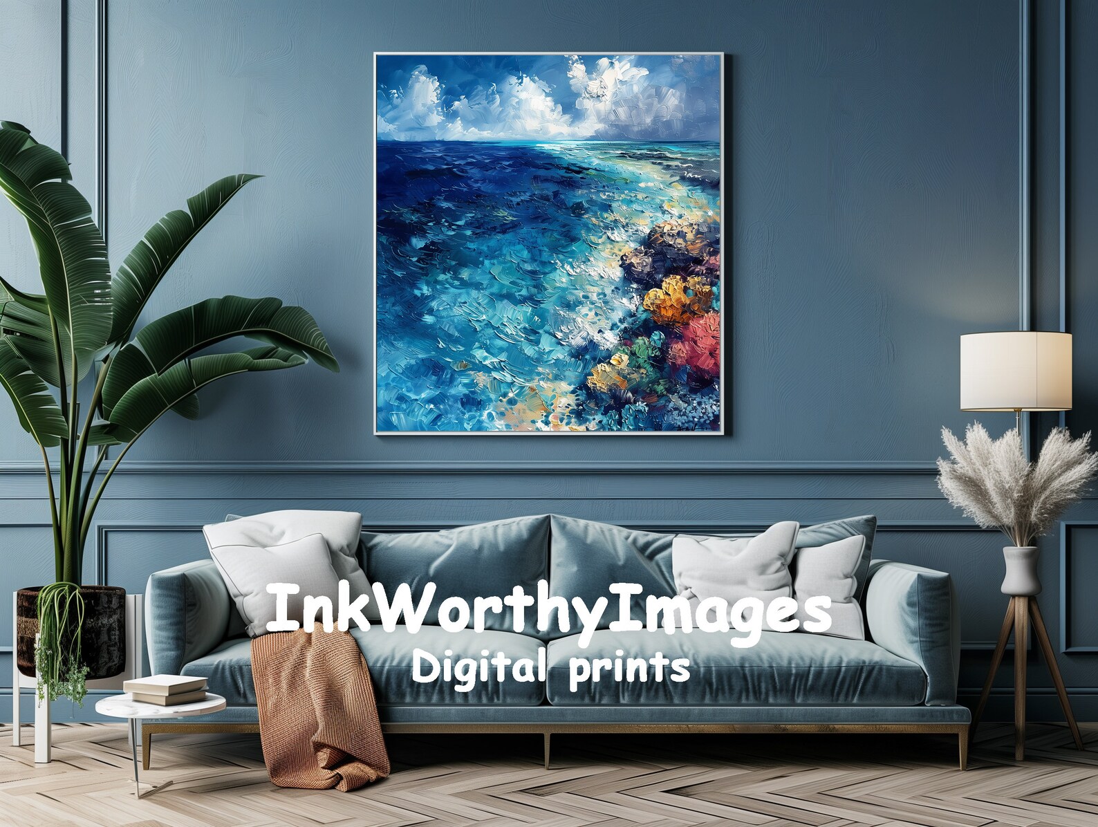 Vibrant Ocean Reef With Coral Colorful Marine Life Art Underwater ...