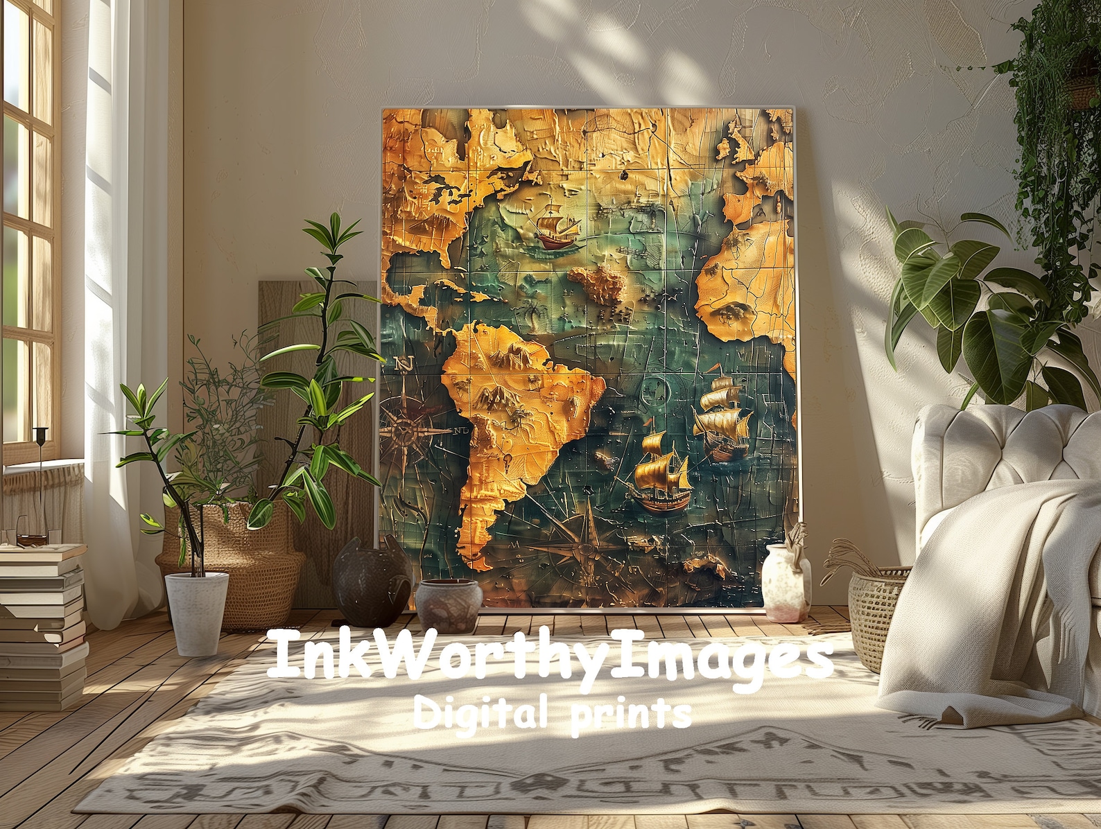Vintage World Map Art | Digital Download | Printable Wall Art | Home ...