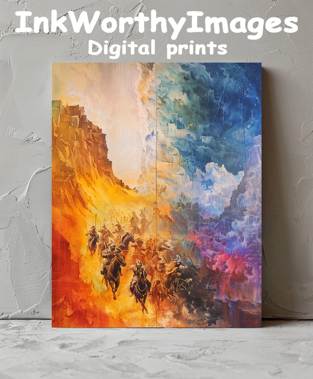 Epic Battle Fantasy Painting | Knights and Castles Art | Dual Color ...