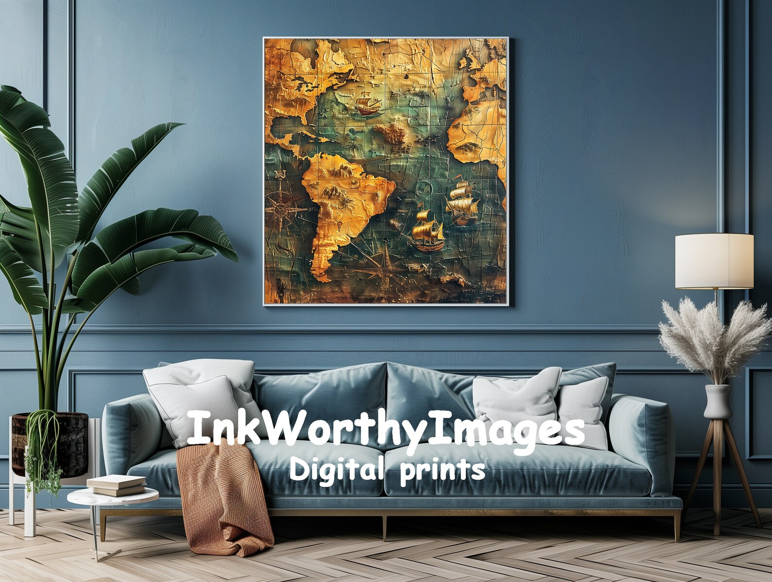 Vintage World Map Art | Digital Download | Printable Wall Art | Home ...