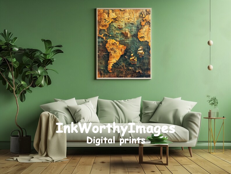 Vintage World Map Art | Digital Download | Printable Wall Art | Home ...