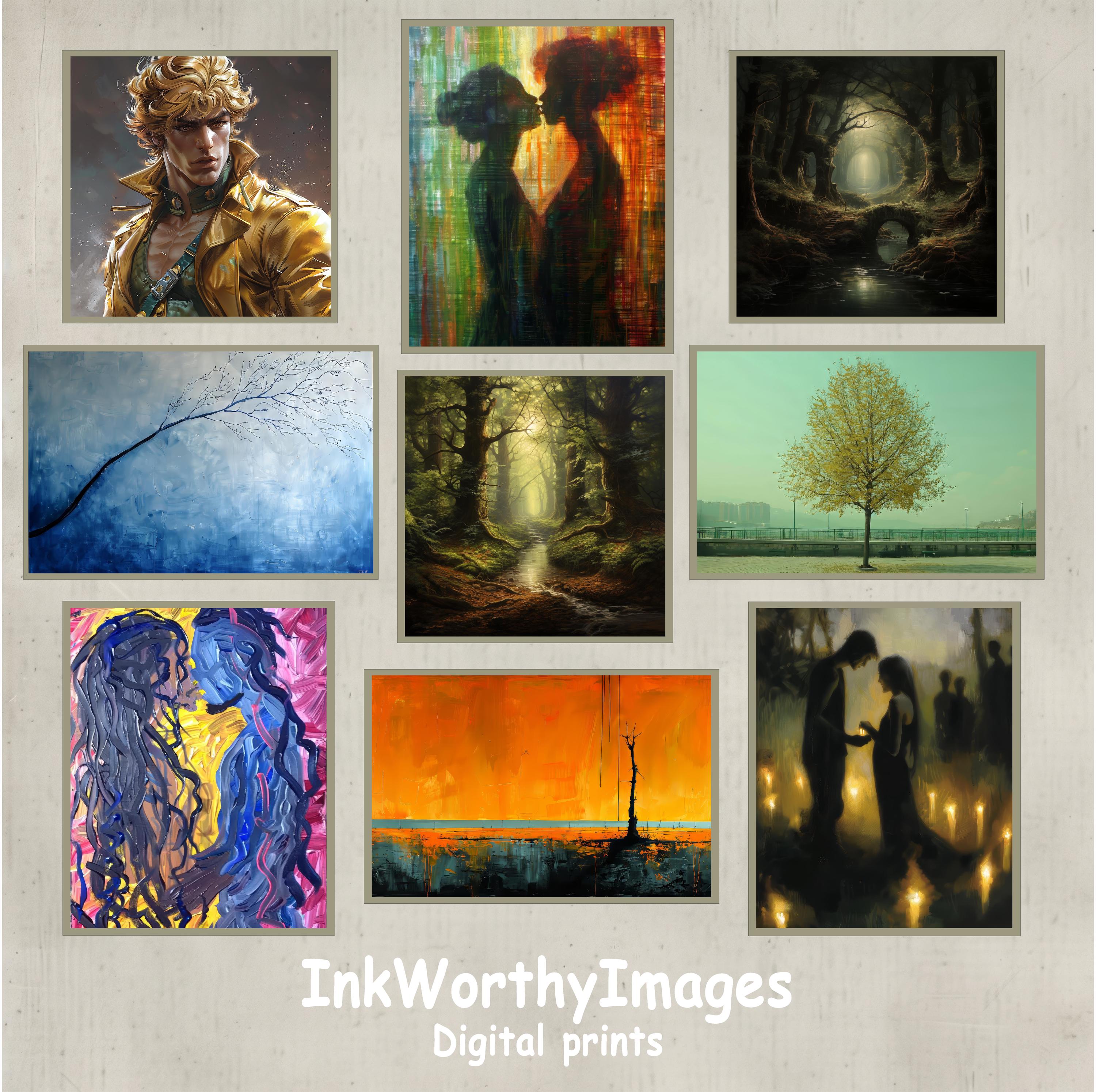 Digital Art Bundle Romantic Silhouettes Enchanted Forest Solitary Trees ...