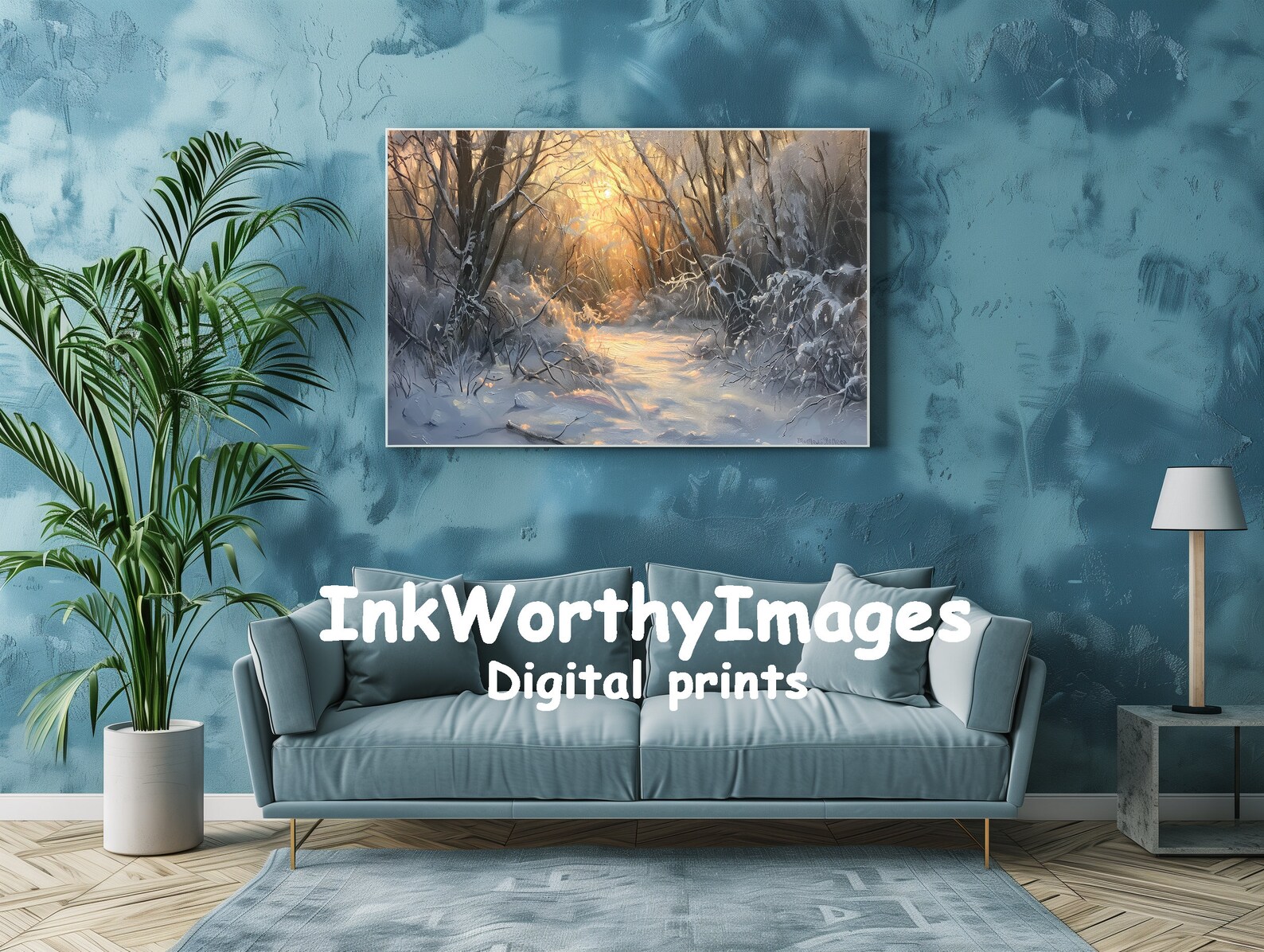 Golden Glow Winter Wonderland | Peaceful Snowy Forest Art Print ...