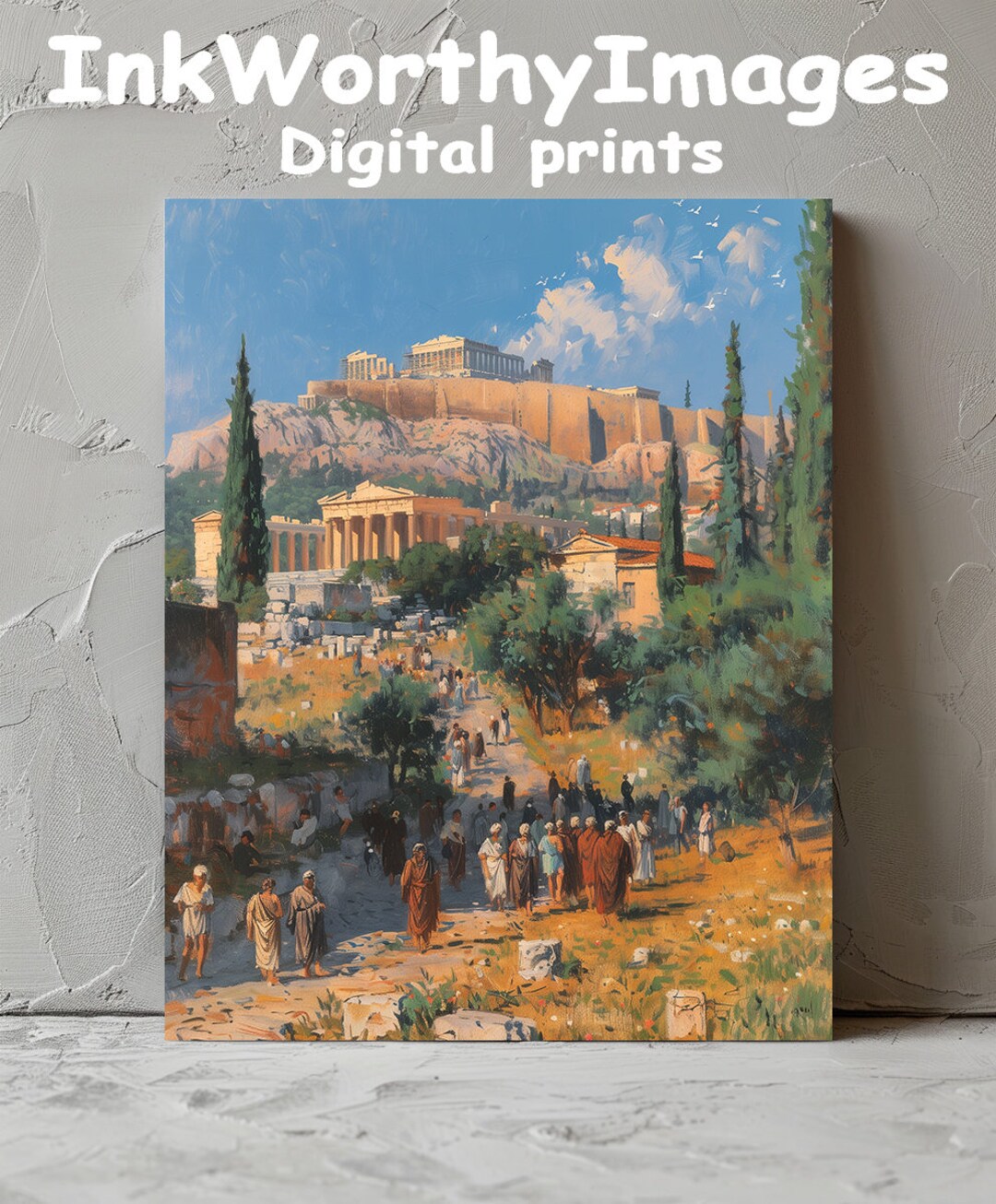 Ancient Greek Agora Scene With Acropolis View | Historical Landscape ...