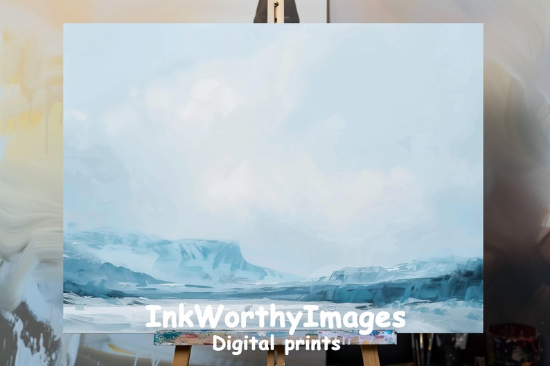 Minimalist Arctic Landscape Painting | Tranquil Polar Bear Scene Art ...