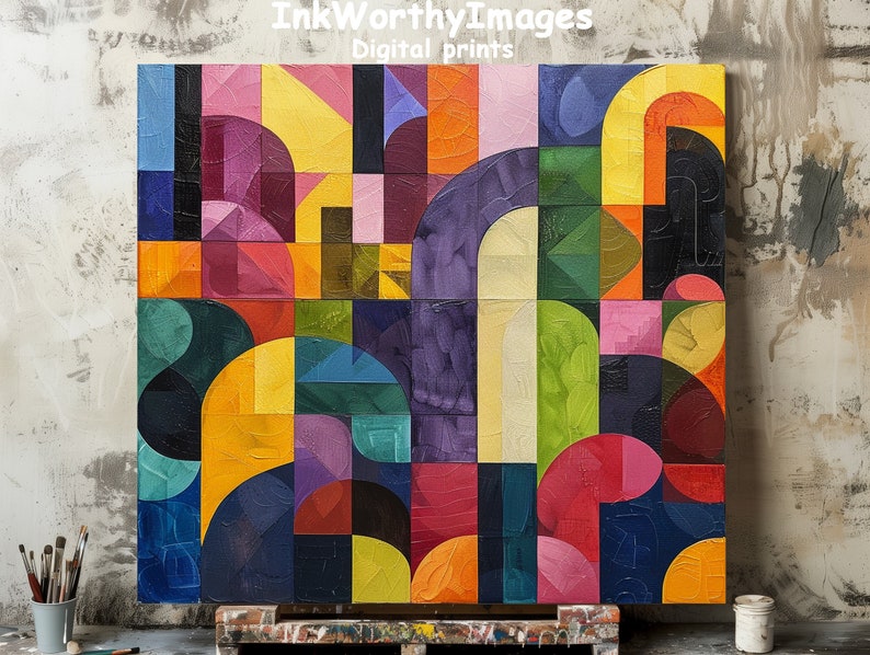 Colorful Geometric Shapes Digital Print | Abstract Artwork | Modern ...