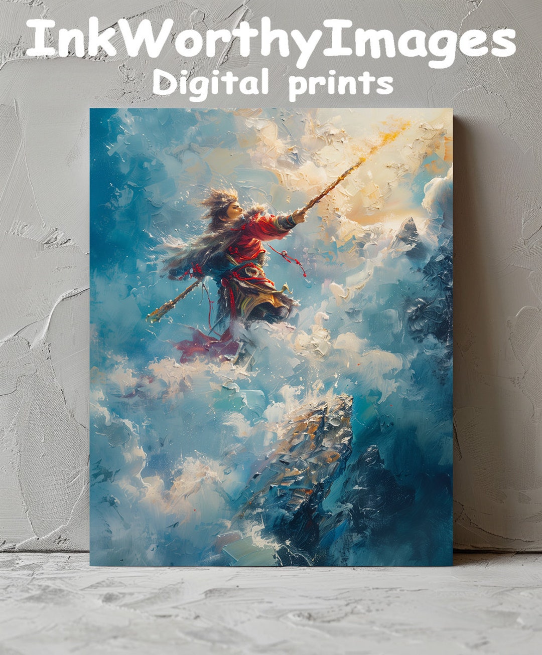 Mythical Monkey King in Clouds | Epic Fantasy Art | Legendary Warrior ...