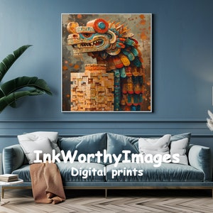 Aztec Serpent Sculpture Painting | Ancient Mesoamerican Art | Colorful ...
