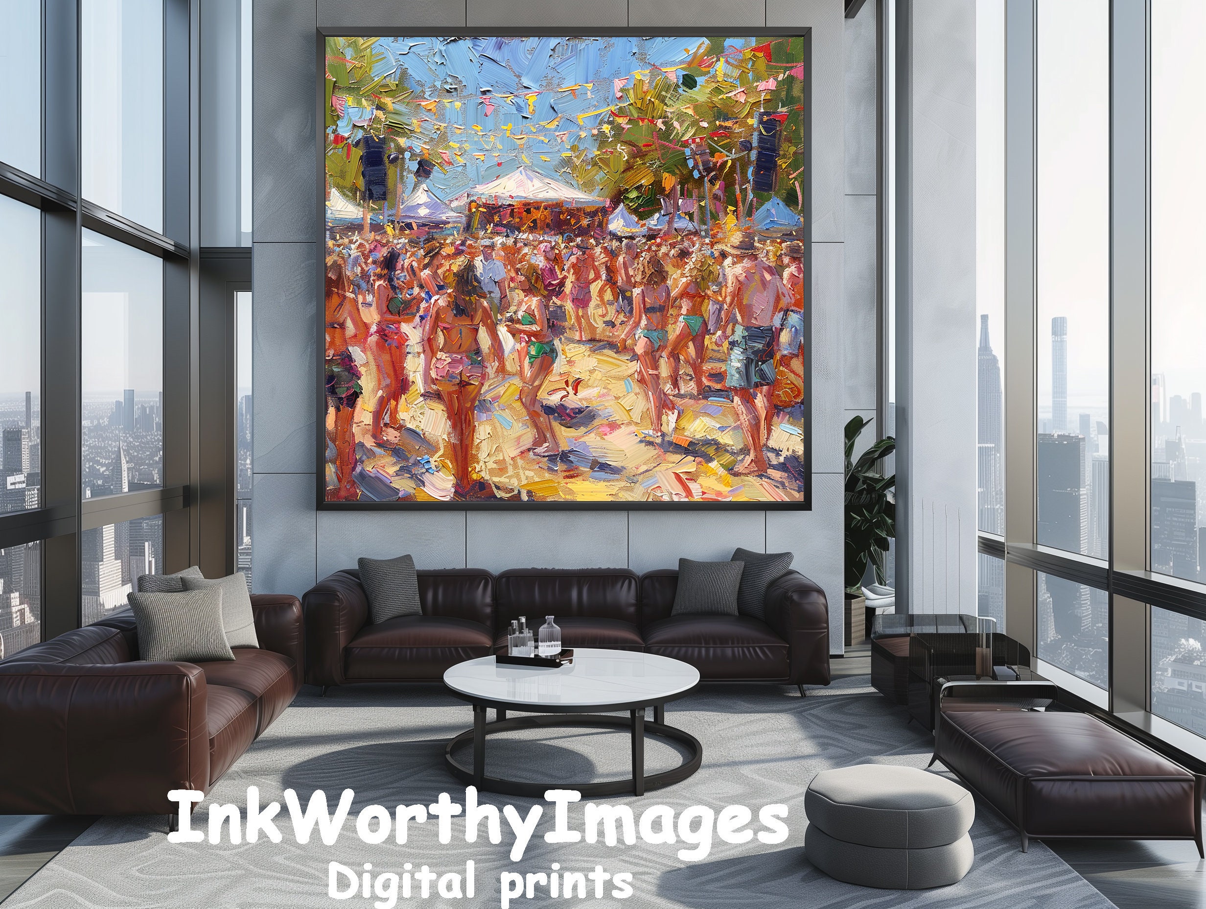 Lively Beach Festival | Colorful Summer Party Art | Vibrant Seaside ...