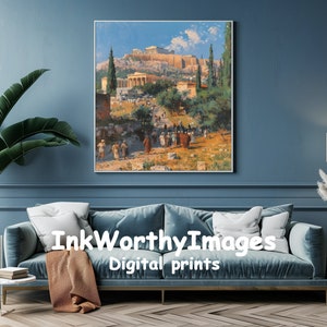 Ancient Greek Agora Scene With Acropolis View | Historical Landscape ...