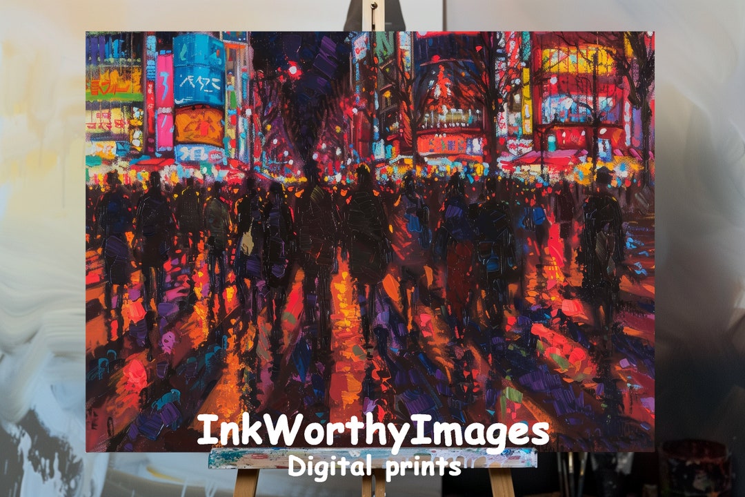 Vibrant Neon Night Street | Digital Urban Art Print | High-resolution ...