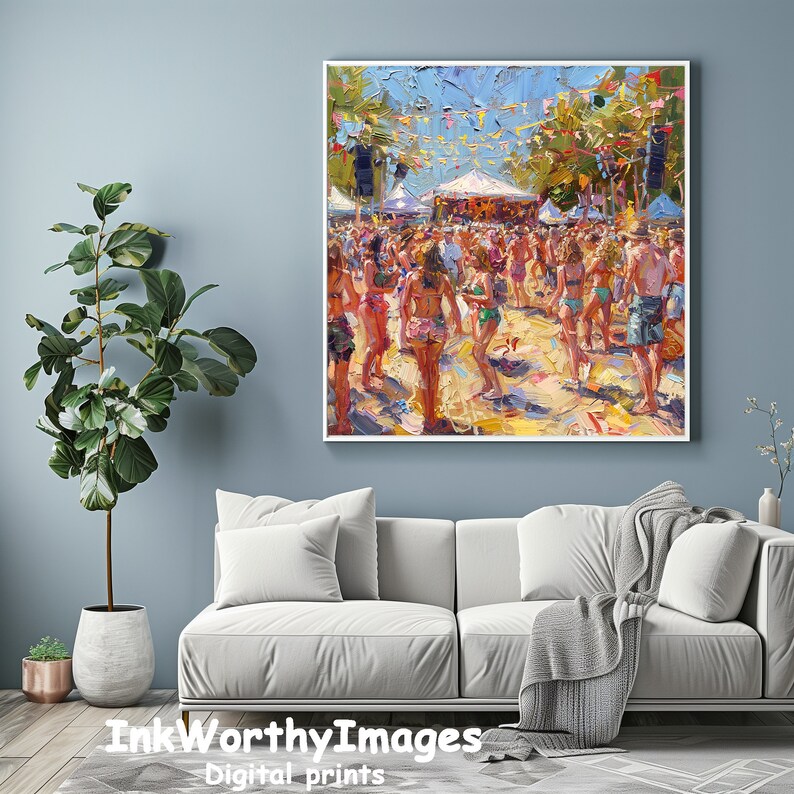 Lively Beach Festival | Colorful Summer Party Art | Vibrant Seaside ...